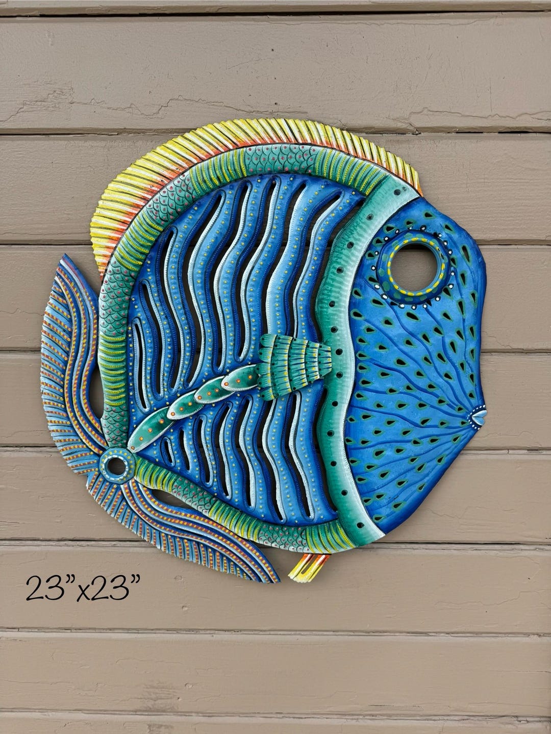 Fish Turtle Shell HUGE Piece Almost 2' Haiti Metal Art, Metal Wall Art ...
