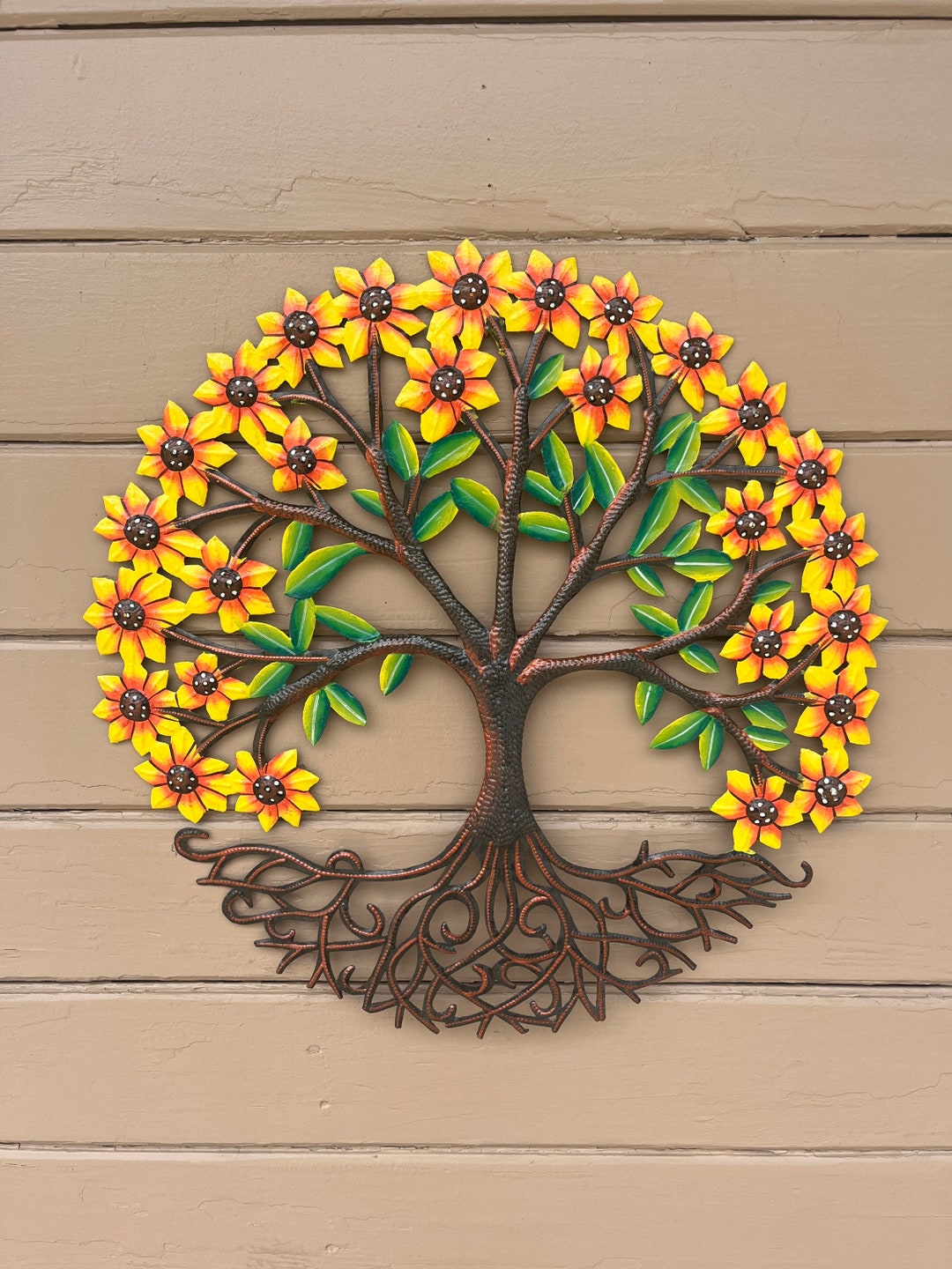 Sunflower Tree of Life Décor Metal Tree Wall Art Nature-inspired ...