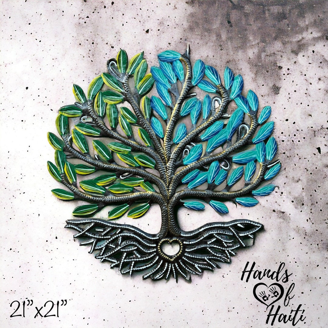 Tree of Life 21" Décor Metal Tree Wall Art Nature-inspired Handcrafted ...
