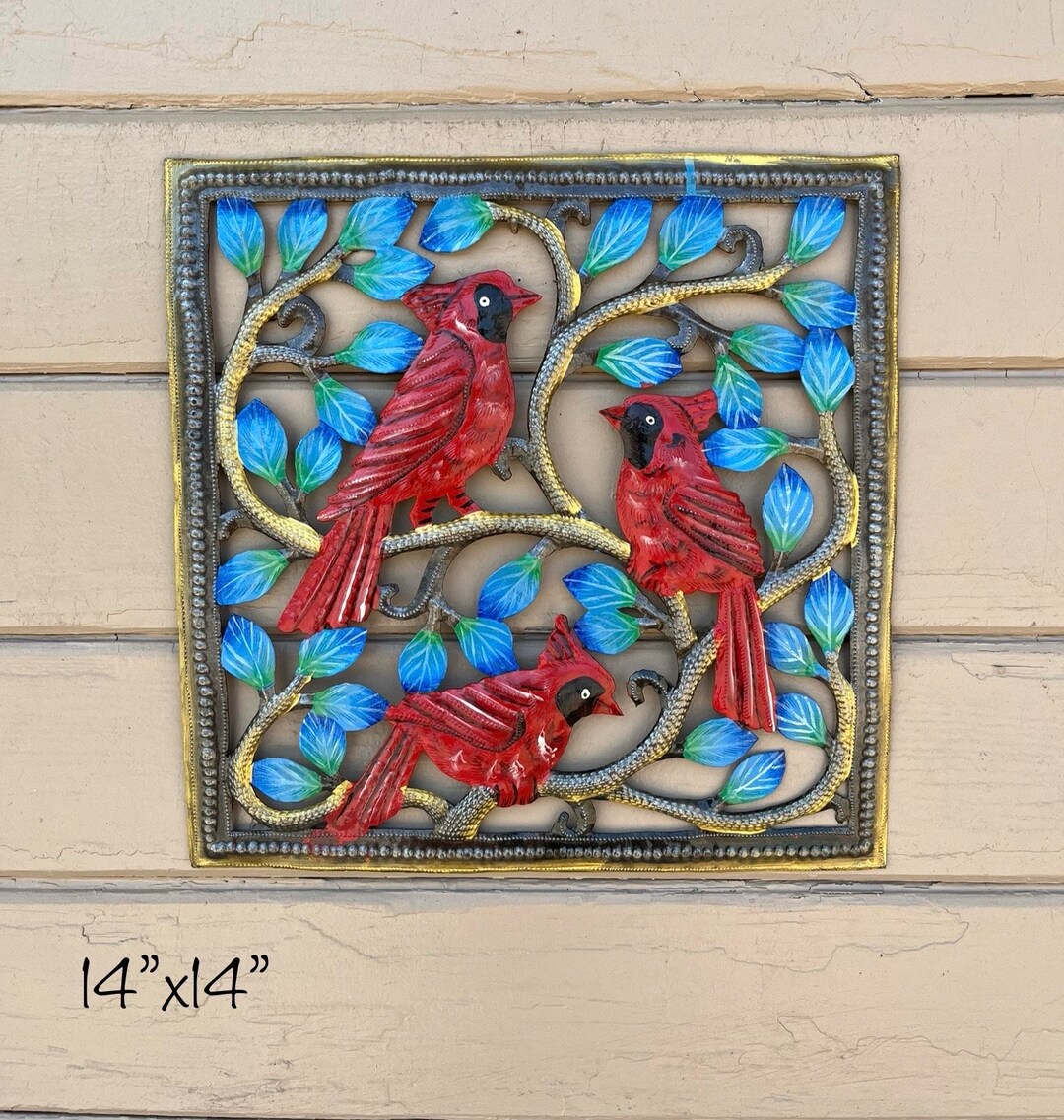 Cardinal Visitor From Heaven Memorial Metal Tree of Life Red Bird ...
