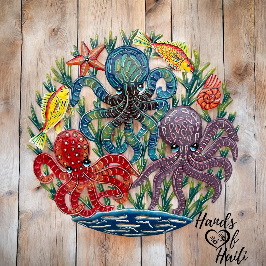 Octopus Decor Fish Turtle Wall Nautical Coastal Home Sea Art Ocean ...