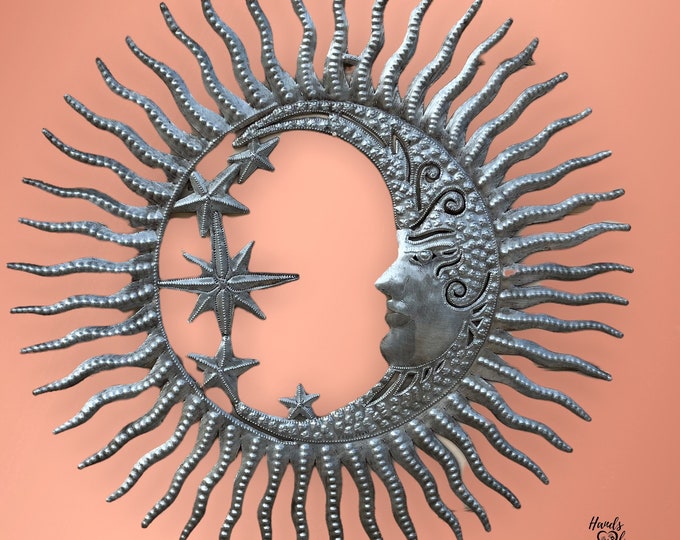 Metal Moon Sun Piece ALMOST 2 FEET Handmade in Haiti Fair Trade Sun ...