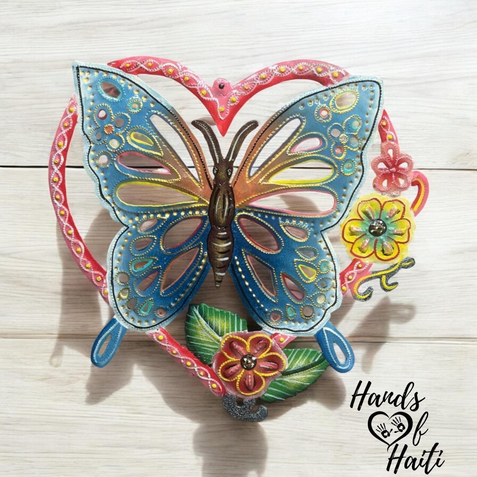 Metal Butterfly Heart Tree of Life Garden Indoor Outdoor Hanging Wall ...