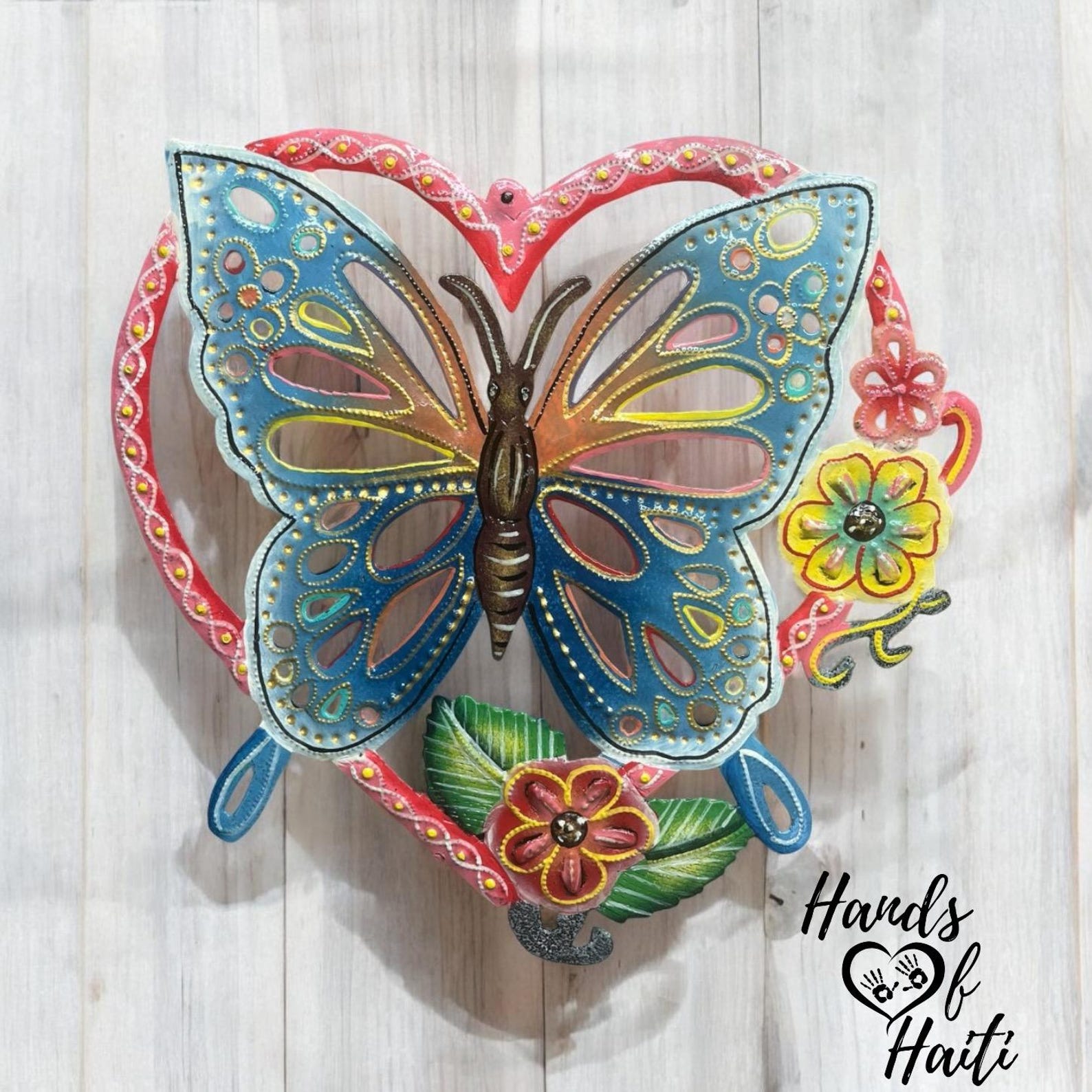 Metal Butterfly Heart Tree of Life Garden Indoor Outdoor Hanging Wall ...