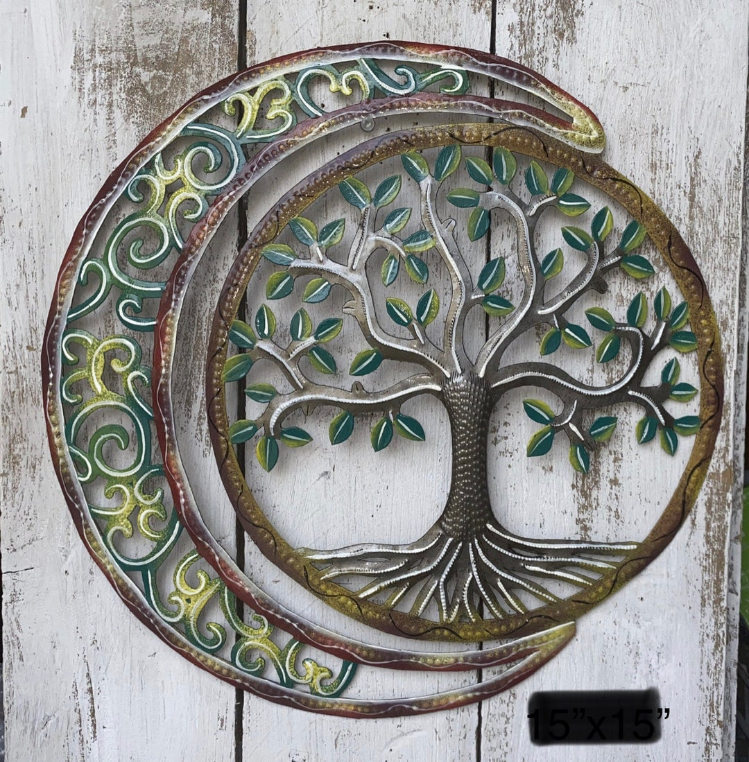 HUGE Moon Tree of Life Piece Handmade in Haiti Fair Trade Sun Solstice ...
