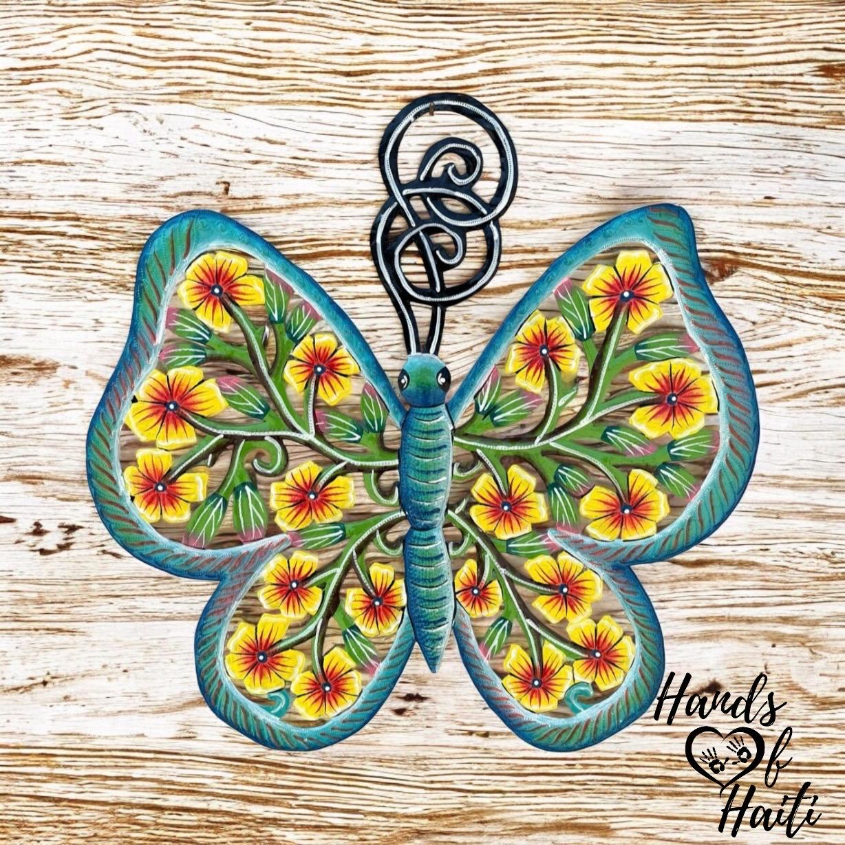 Butterfly Swirl Heart Tree of Life Garden Indoor Outdoor Hanging Wall ...