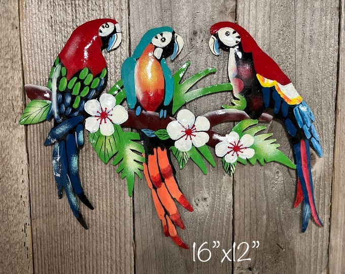 Metal Parrot Macaw Love Birds Piece Haiti Metal Art Metal - Etsy