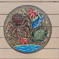 Octopus Decor Fish Turtle Wall Nautical Coastal Home Sea Art Ocean ...
