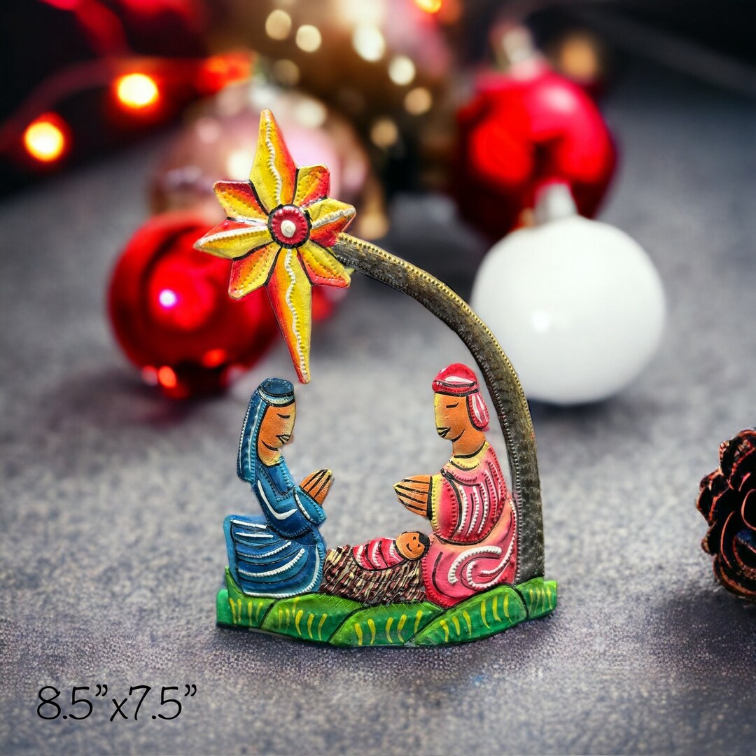 Nativity Standing Curved Christ Holy Family Mary Jesus Joseph Manger ...