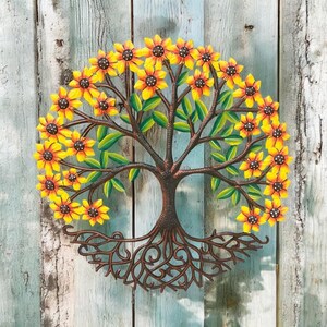 Sunflower Tree of Life Décor Metal Tree Wall Art Nature-inspired ...