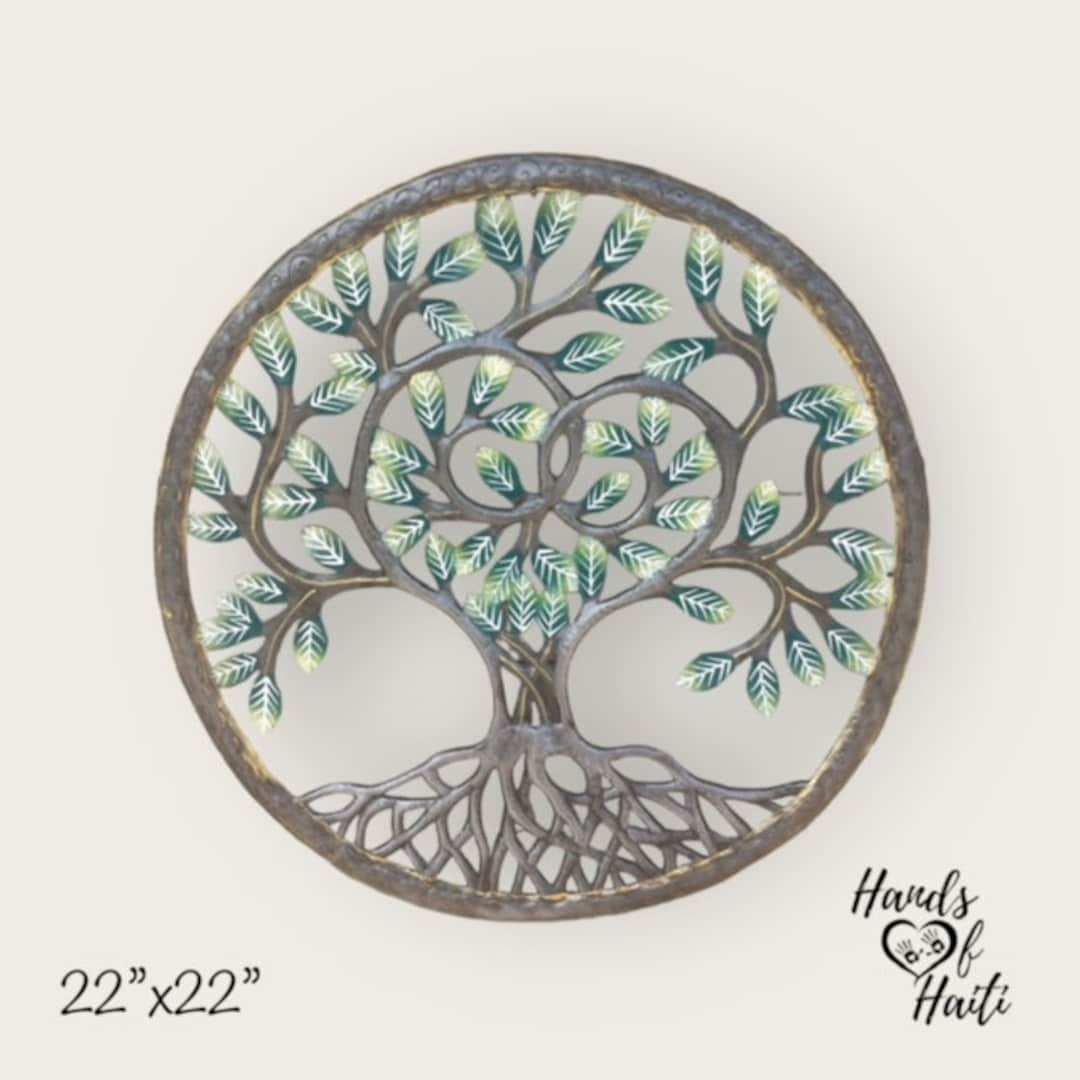 Haitian Metal Tree of Life Wall Art - Handmade Steel Drum Decor (23 ...