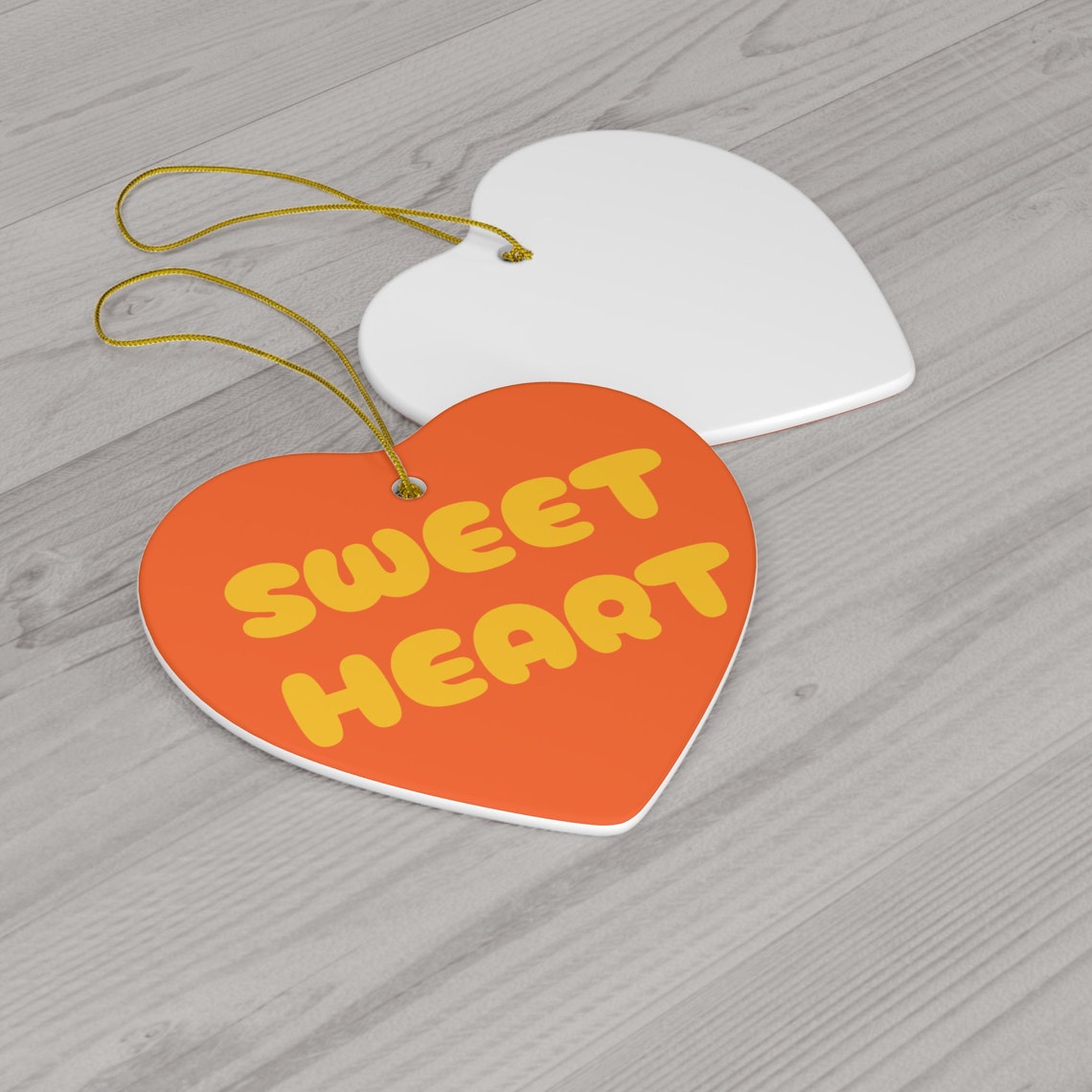 SWEET HEART Conversation HEART - Hangable Ceramic Ornament - Heart ...