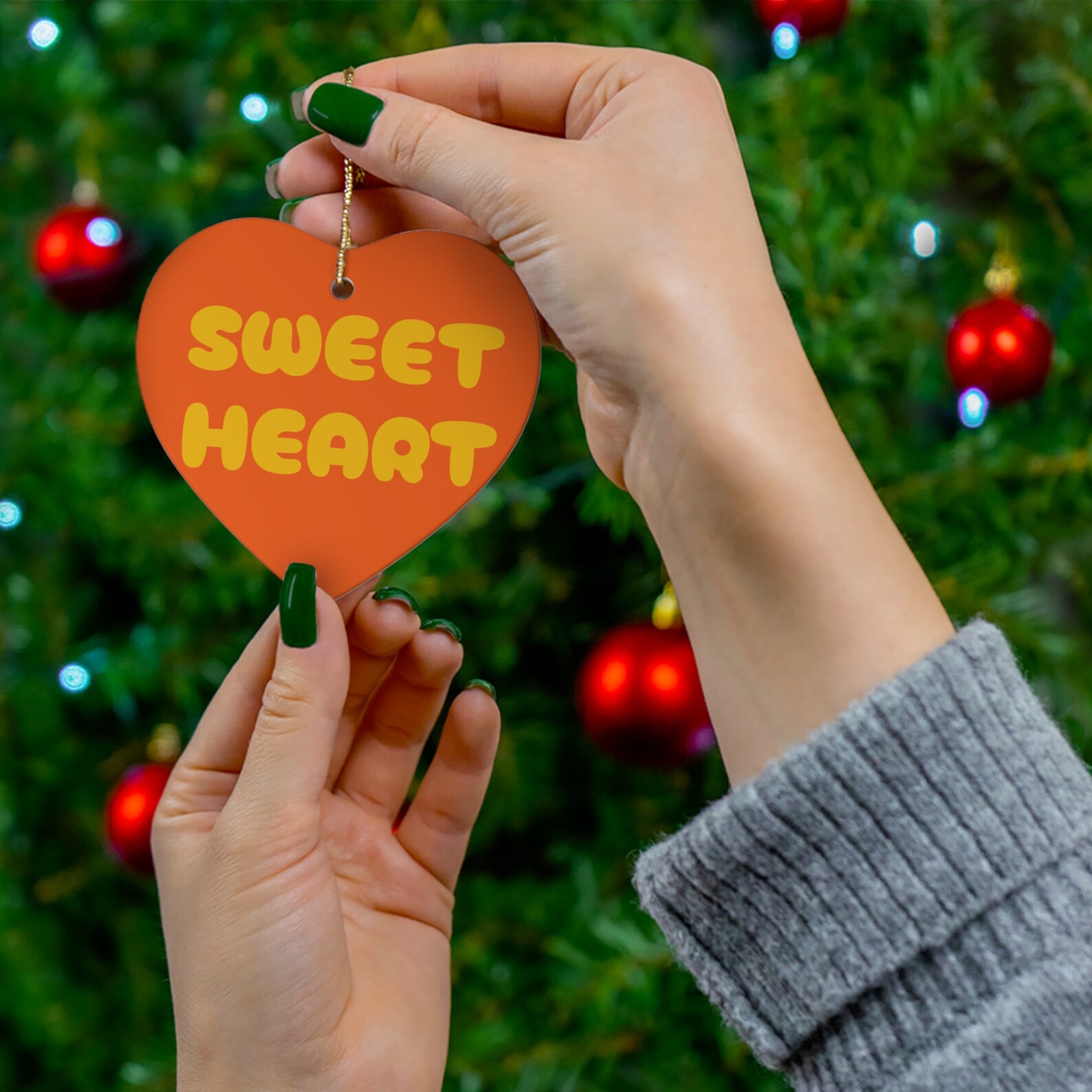 SWEET HEART Conversation HEART - Hangable Ceramic Ornament - Heart ...