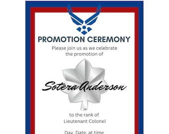 Army Promotion Invitation | Enlisted | Officer | Military | Digital ...