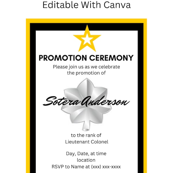 Army Promotion Invitation - Etsy