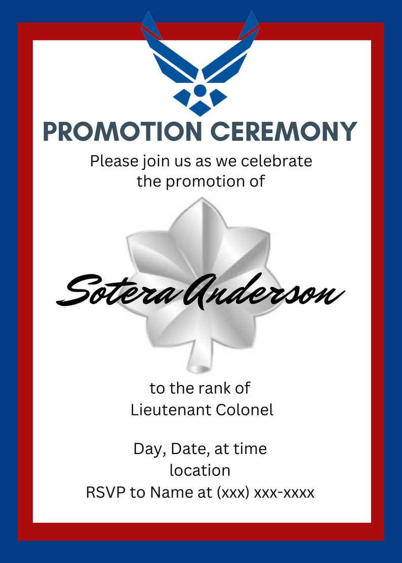 Air Force Promotion Invitation | Enlisted | Officer | Military ...