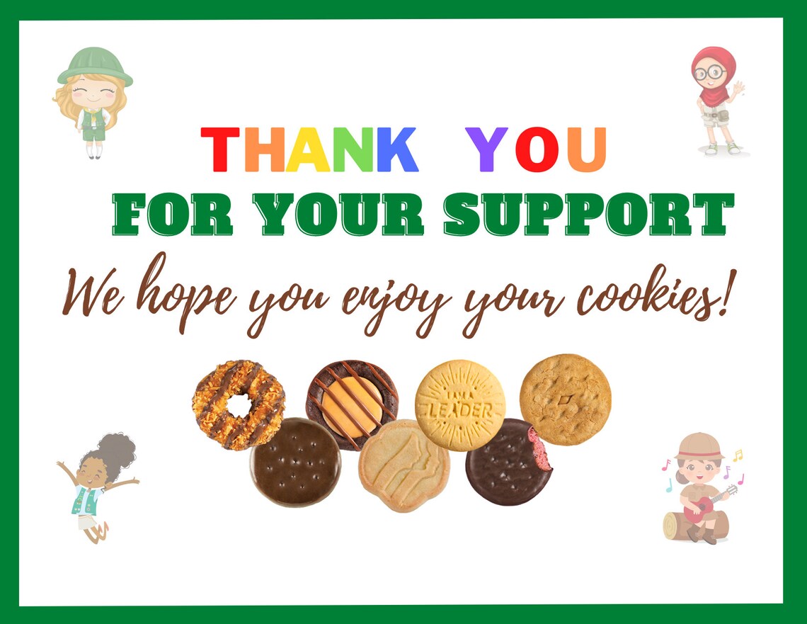 Girl Scout Cookie Thank You Cards | Daisy Brownie Junior Cadette ...