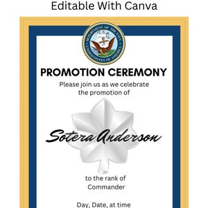 Navy Promotion Invitation | Enlisted | Officer | Military | Digital ...