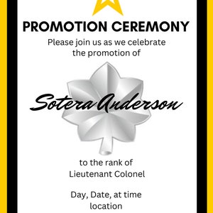 Army Promotion Invitation | Enlisted | Officer | Military | Digital ...