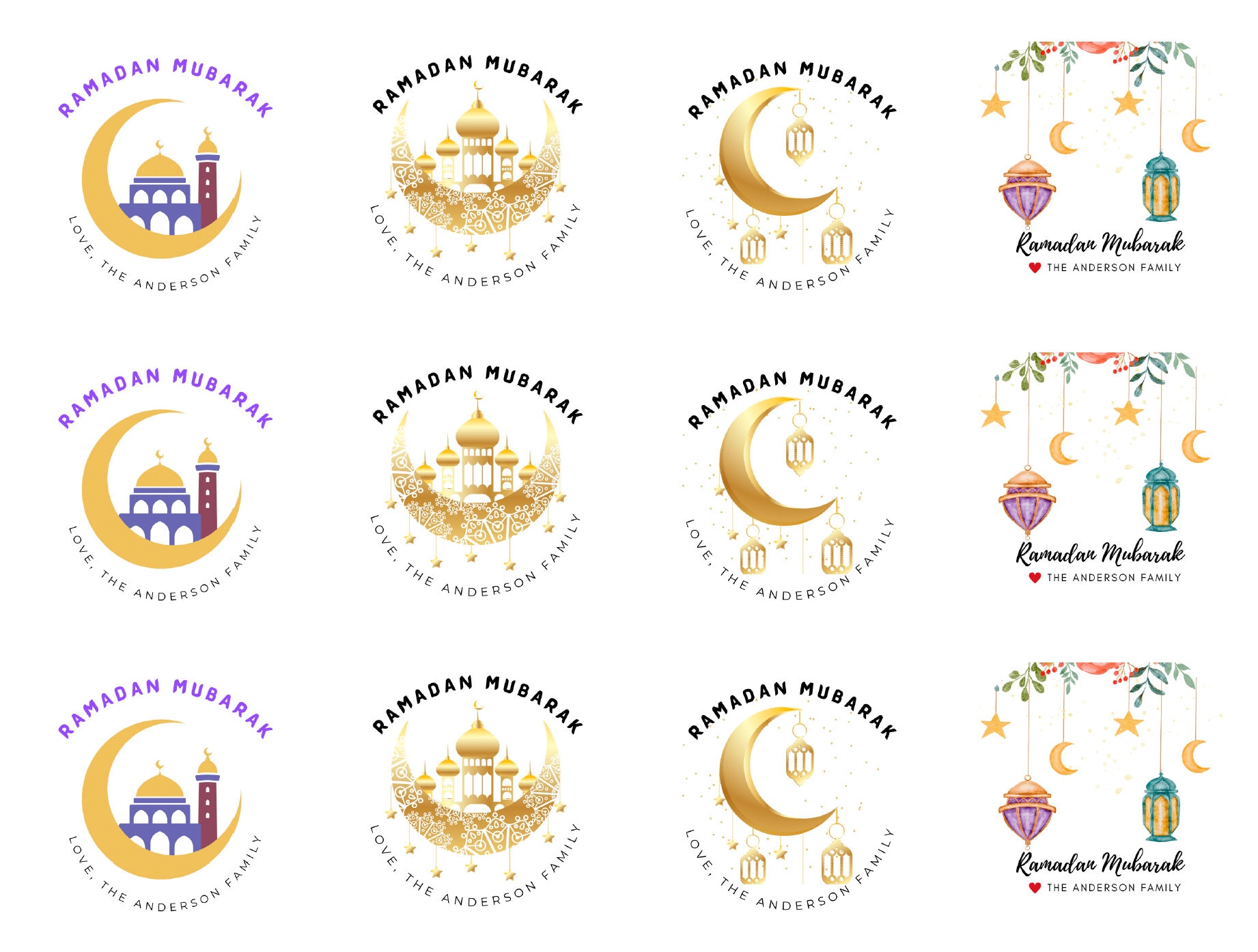 Custom Holiday Stickers | Ramadan Mubarak Gift Labels | Gift Tags - Etsy