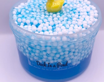Duck in Water (slow Stretch), Blue Clear Slime, Duck Slime, Cute Slime ...