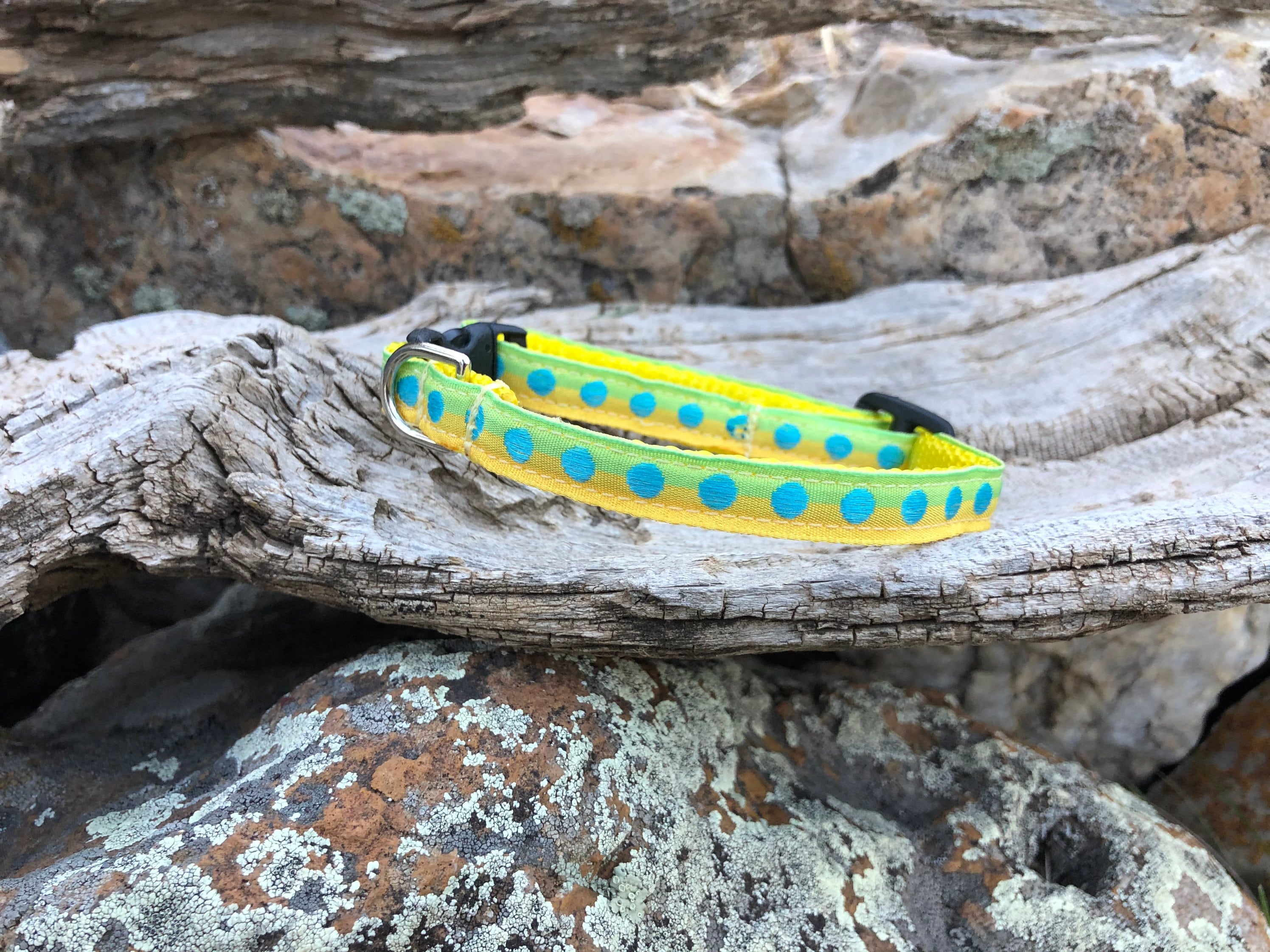 Polka Dot Cat Collars Yellow & Blue Cat Collars Bright Cat | Etsy