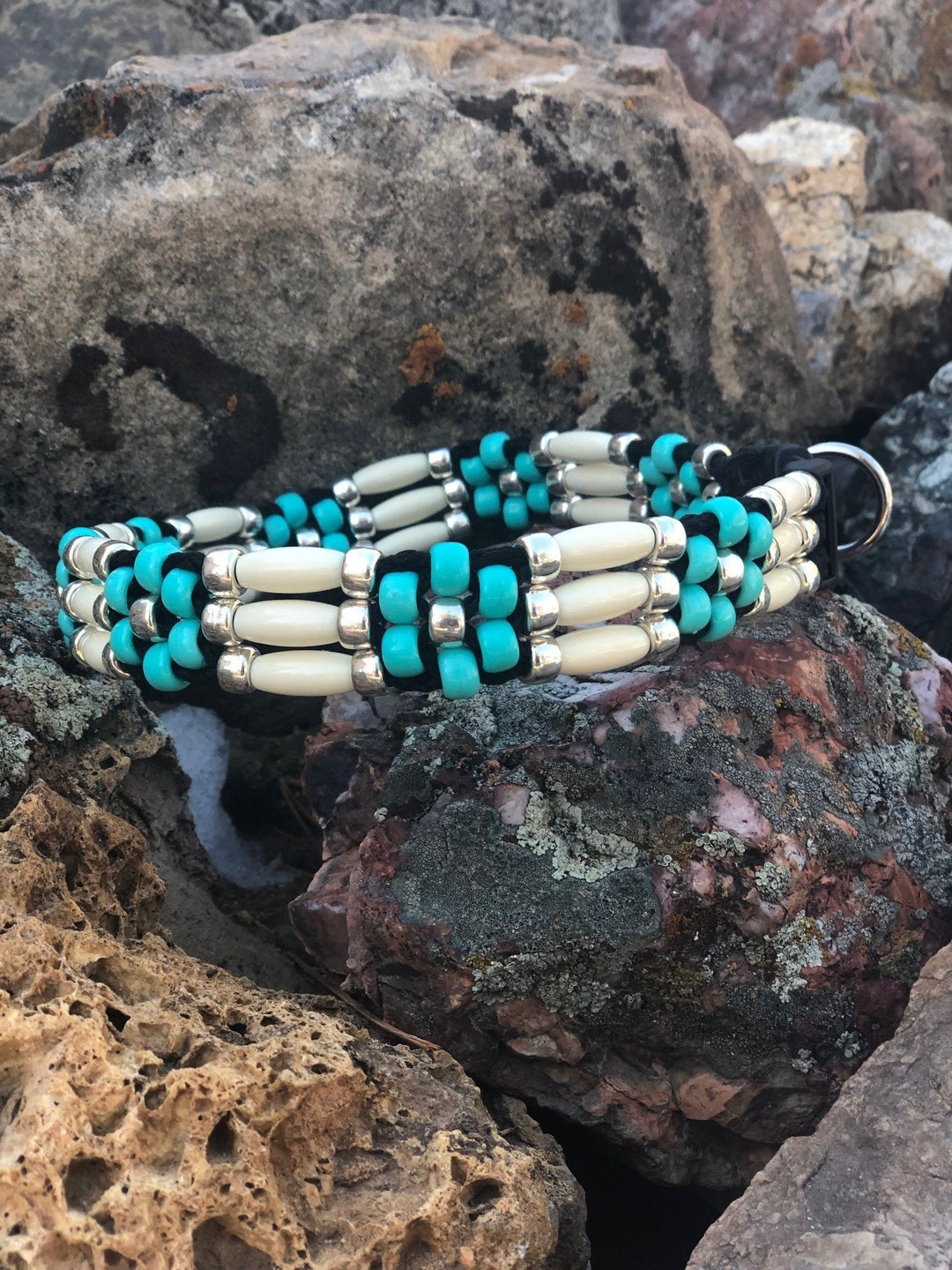 Turquoise Dog Collars - Beaded Dog Collars - Native American Dog ...