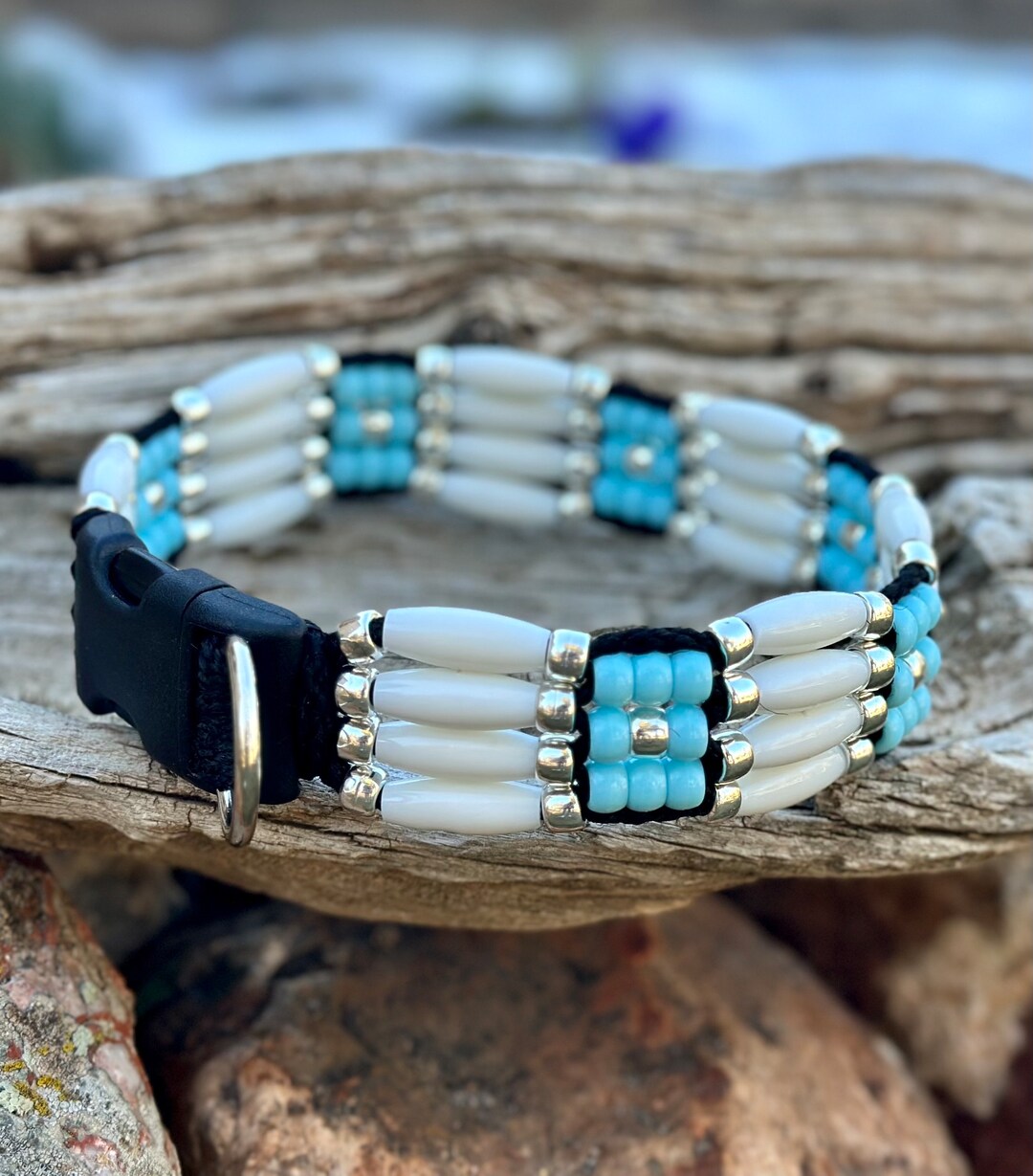 Baby Blue Dog Collar - Pale Blue Dog Collar - Blue Dog Collars - Beaded ...