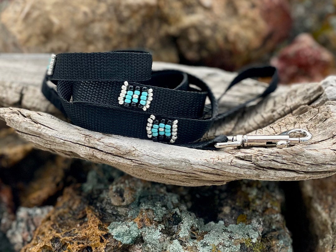 Black Beaded Dog Leash Turquoise Dog Leash Black Dog Leashes Swivel ...