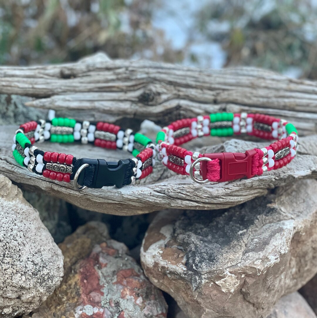Beaded Christmas Dog Collar - Christmas Dog Collar - Red and Green Dog ...