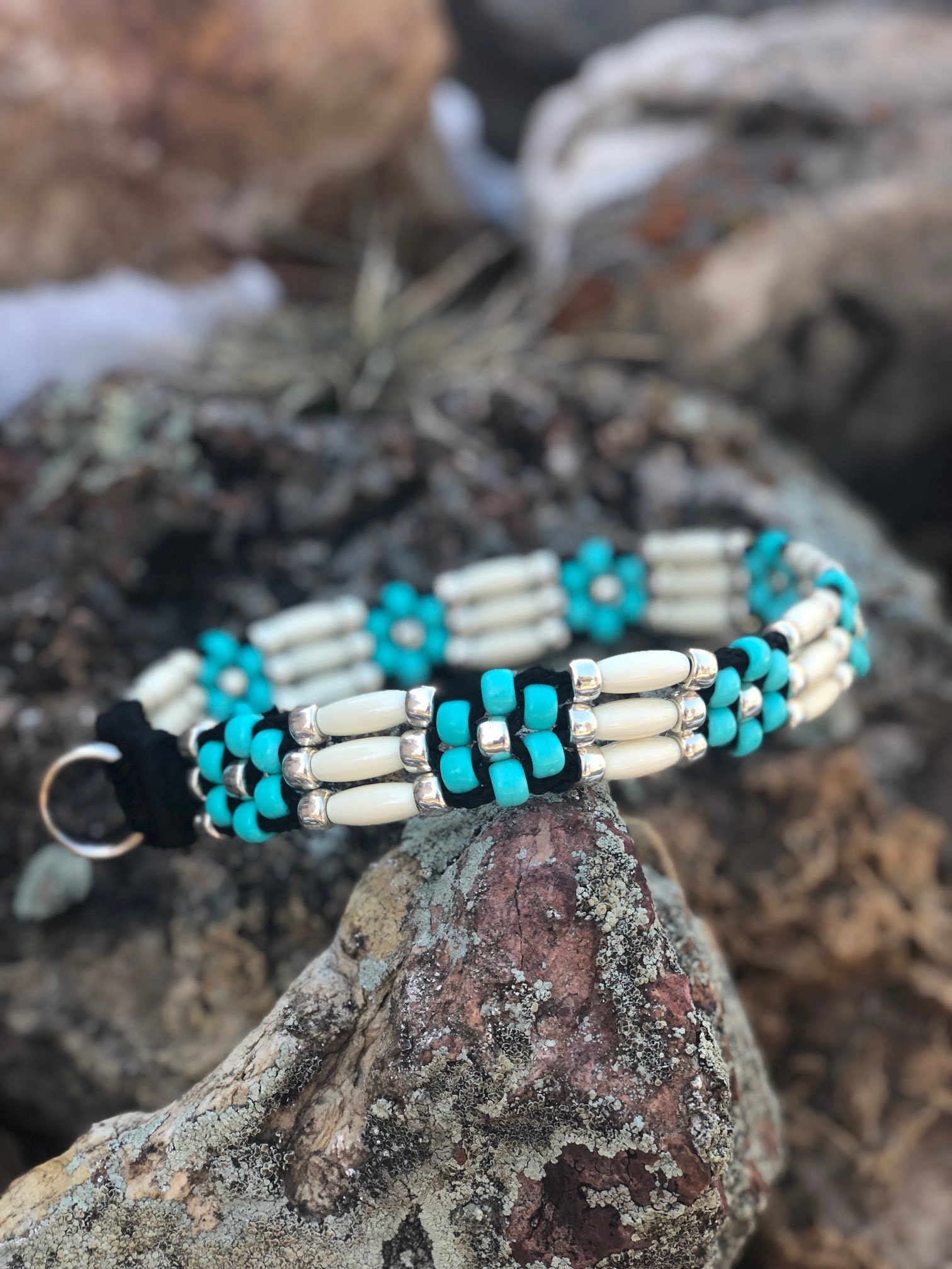 Turquoise Dog Collars - Beaded Dog Collars - Native American Dog ...