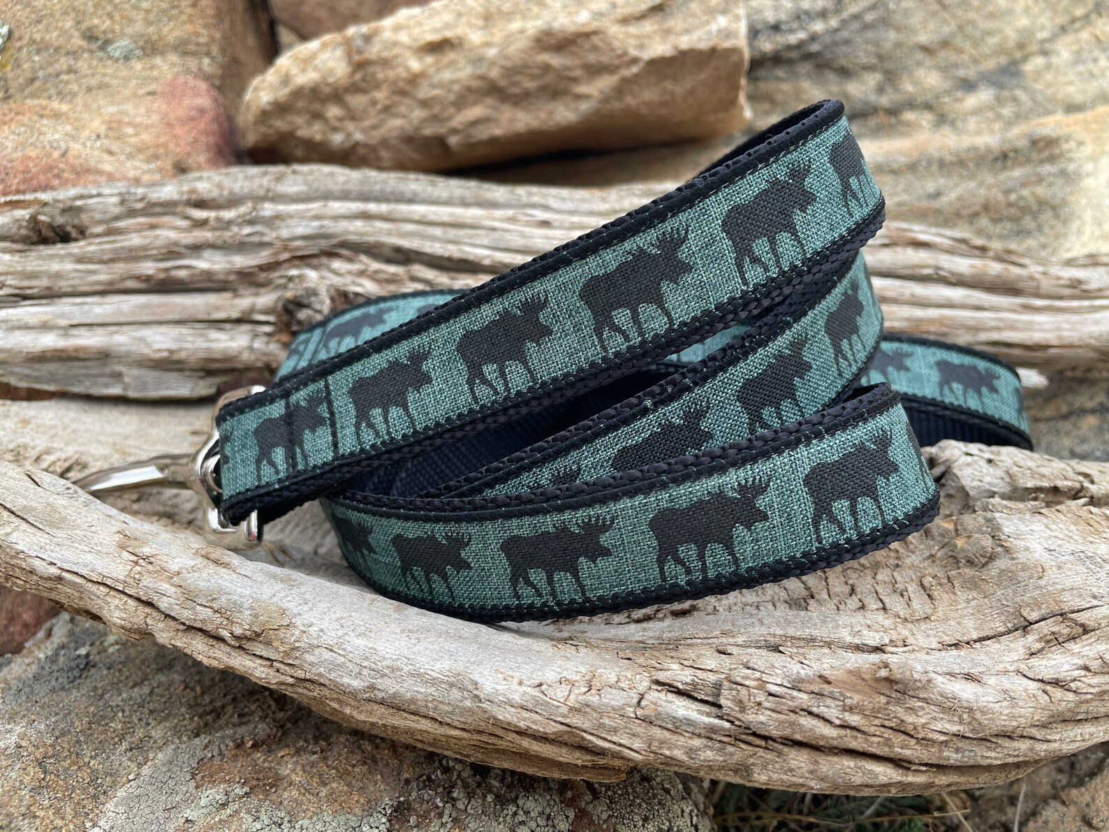 Moose Dog Leash Green & Black Moose Dog Leash Christmas | Etsy