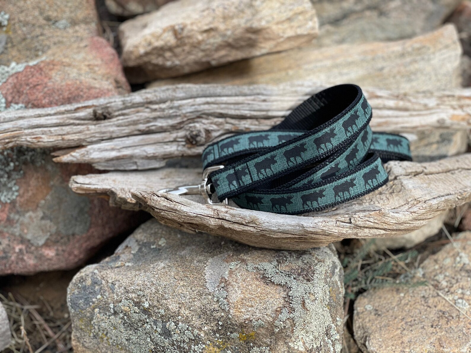 Moose Dog Leash Green & Black Moose Dog Leash Christmas | Etsy