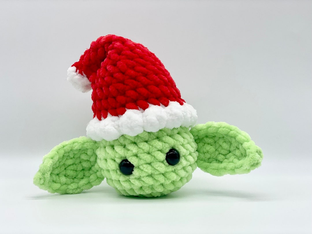 Small Santa Baby Yoda Grogu Plushie Amigurumi Crochet Character Stuffed ...