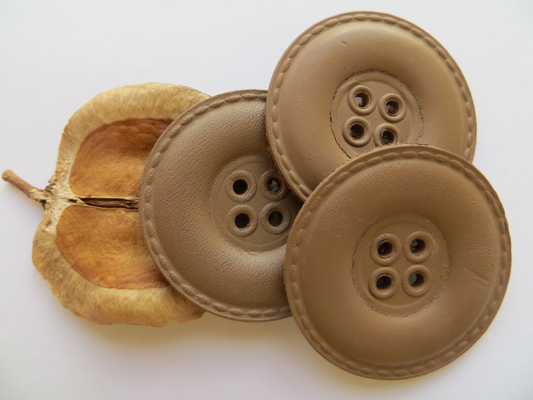 Vintage Couture Leather Buttons: 1950s Tan 4-hole, 40mm - Etsy