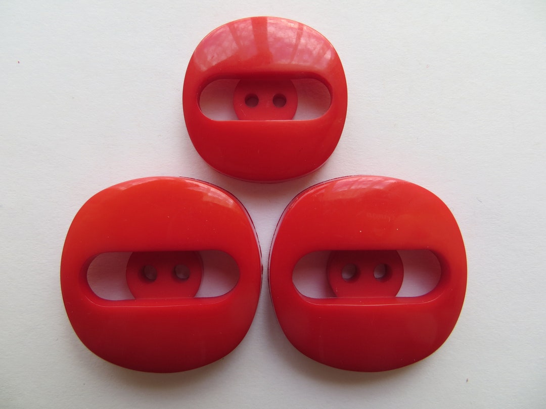 1960s Vintage Med MOD Oval-center Glossy Red Coat Jacket Dress Buttons ...