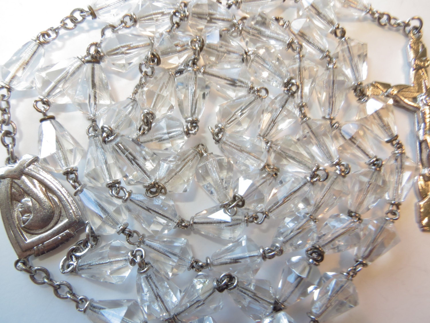 LONG Dazzling Vintage Cone-shape AB Coated Crystal Clear Glass Beads ...