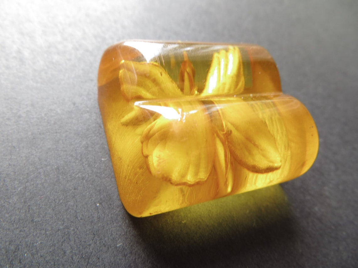 1920's RARE Antique Art Deco Amber Applejuice Collectible Button ...