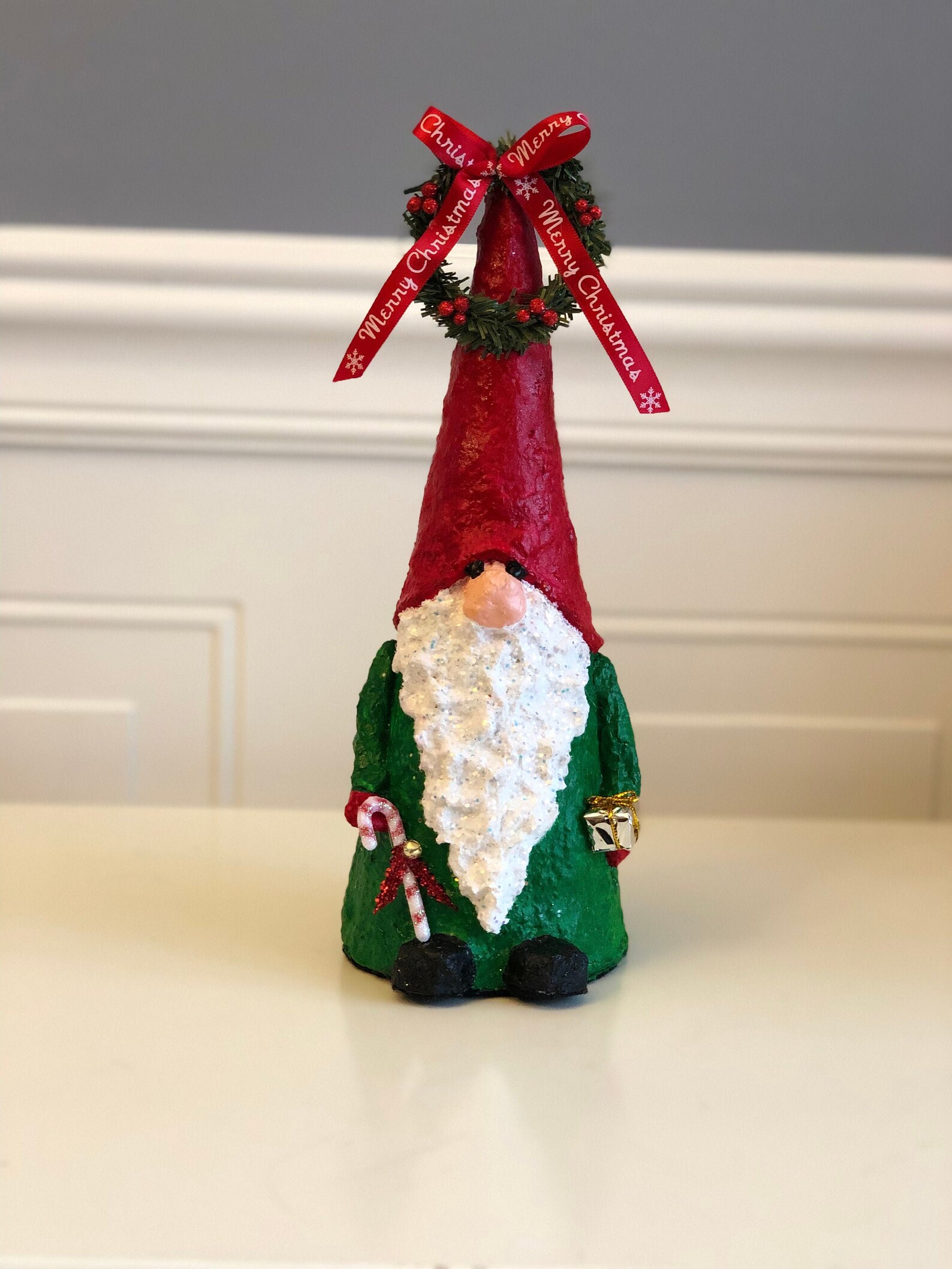 Handmade Paper Mache Christmas Gnome: OOAK Holiday Decor - Etsy