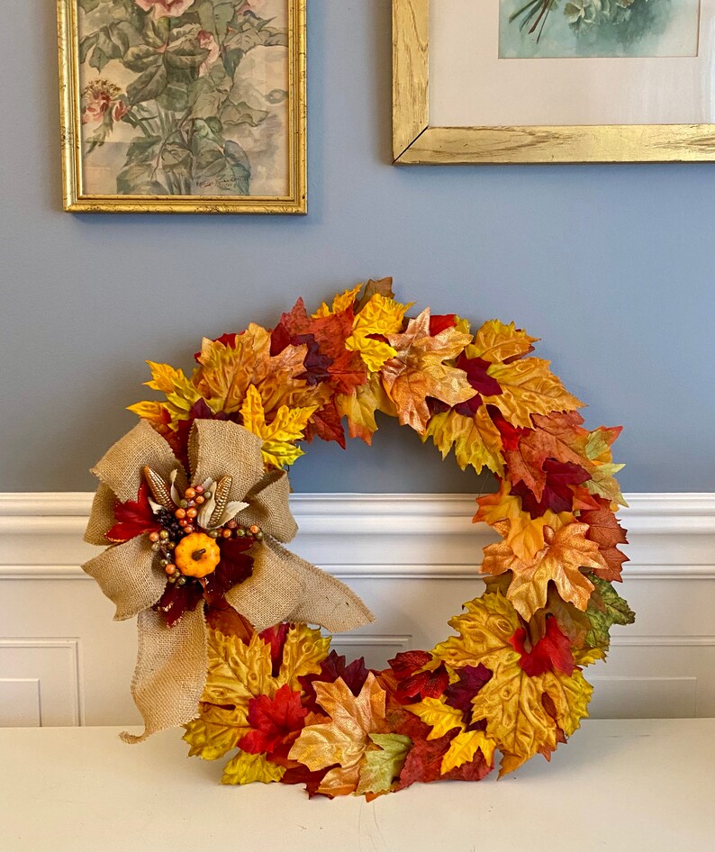 Fall Front Door Wreath. Autumn Leaves. Fall Colored Leaf - Etsy