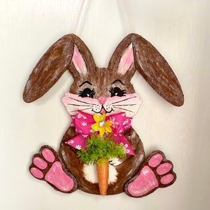 Spring Bunny Wall Hanging. Easter Bunny Decor. Hand Painted Bunny ...