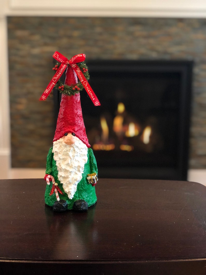 Handmade Paper Mache Christmas Gnome: OOAK Holiday Decor - Etsy