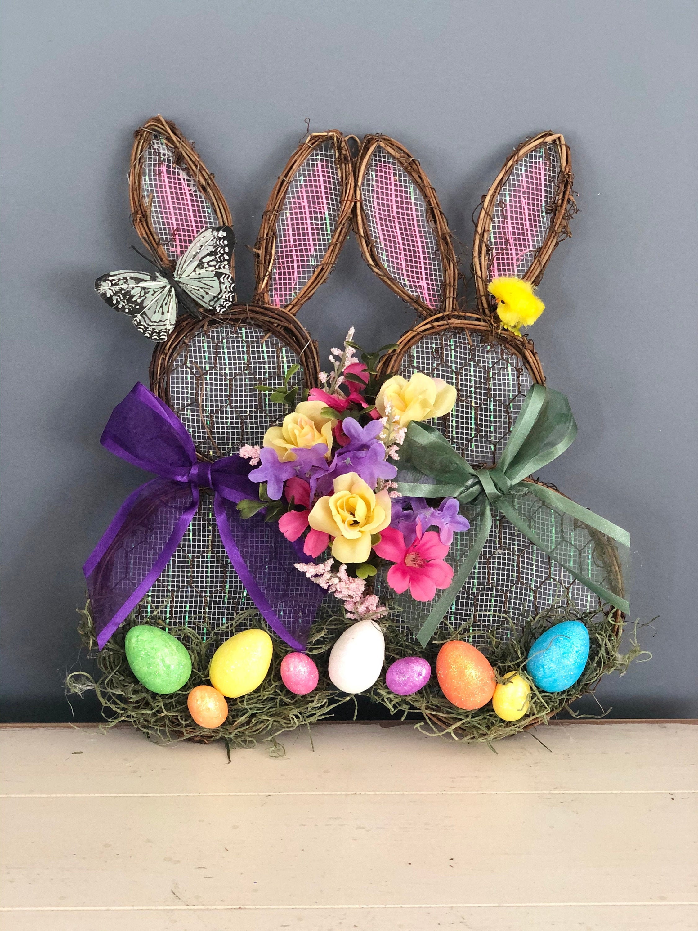 Twig Bunny Wreath. Unique Wall Hanging. Easter Bunny Decor. | Etsy