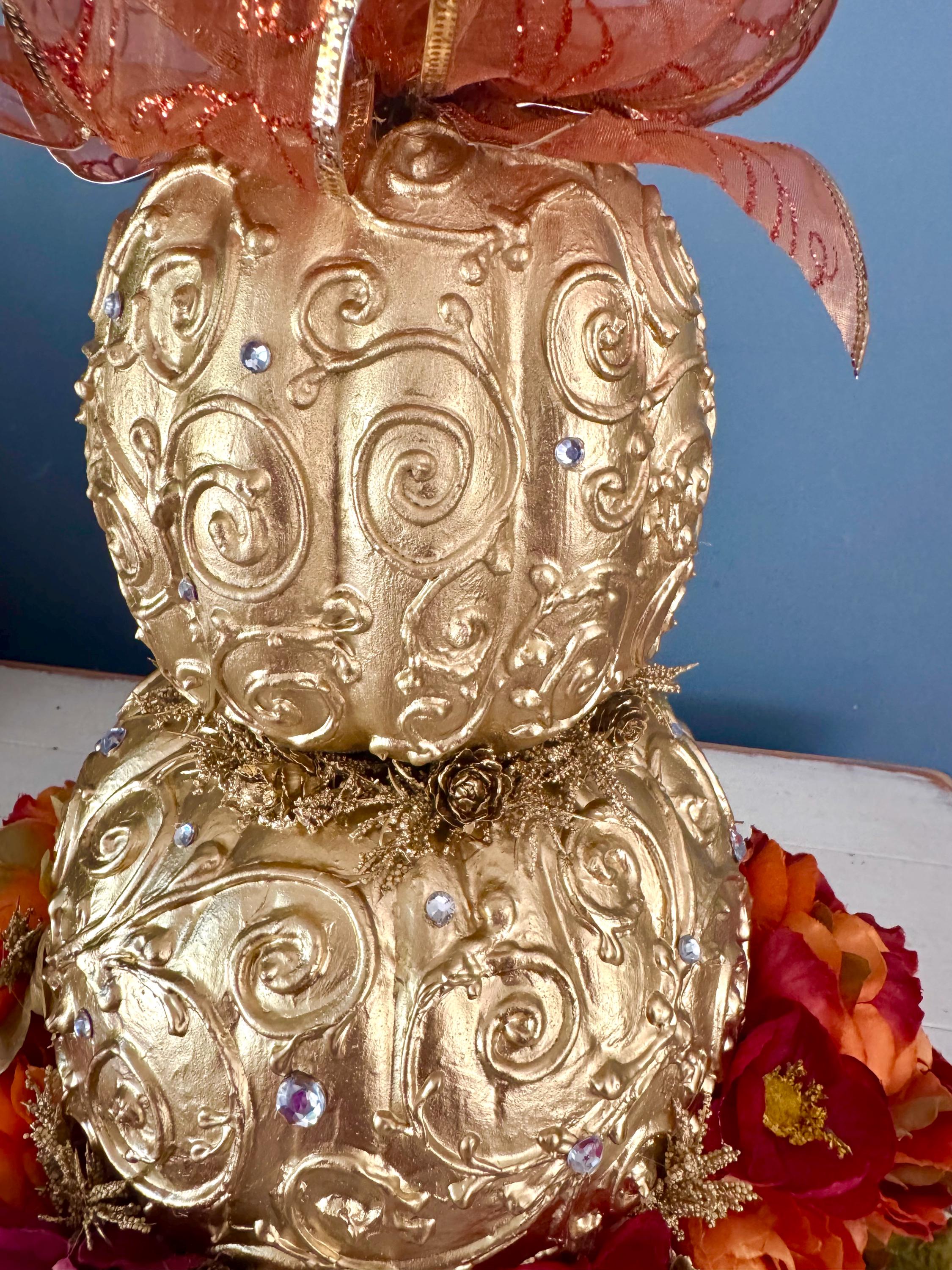 Handmade Gold Scrollwork Pumpkin Centerpiece: Thanksgiving Fall ...