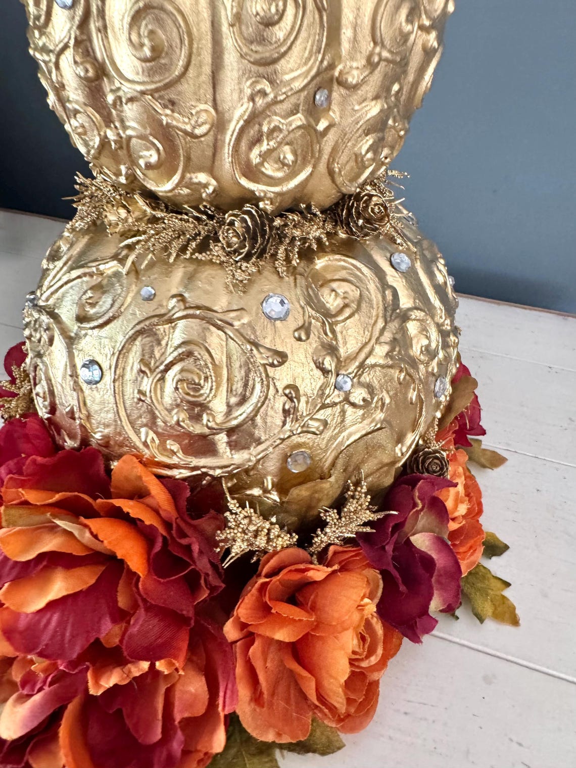Handmade Gold Scrollwork Pumpkin Centerpiece: Thanksgiving Fall ...