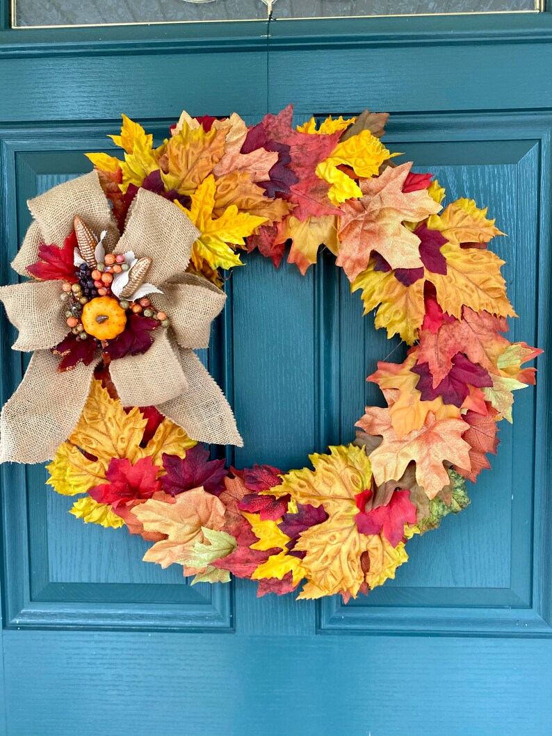 Fall Front Door Wreath. Autumn Leaves. Fall Colored Leaf - Etsy