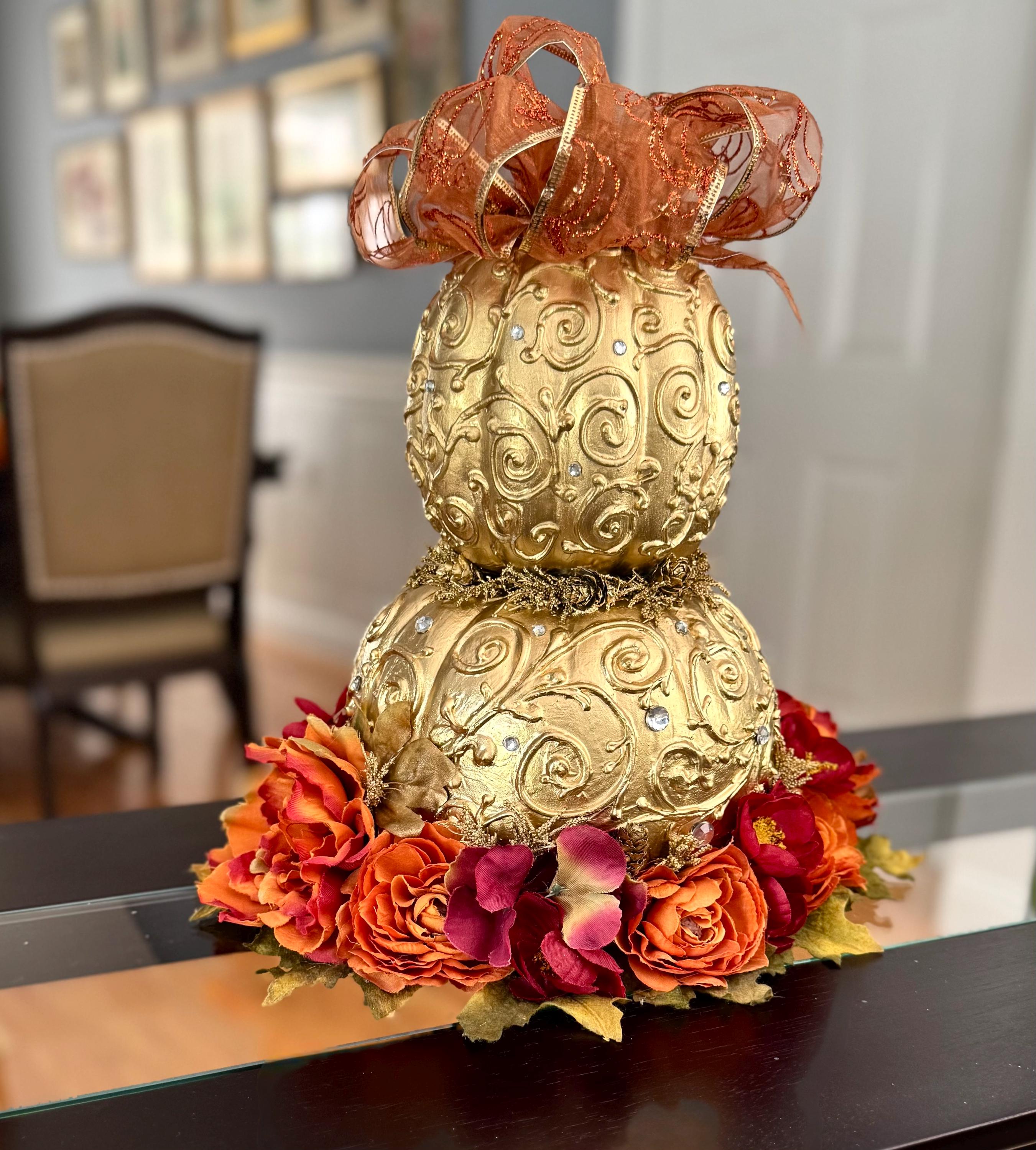 Handmade Gold Scrollwork Pumpkin Centerpiece: Thanksgiving Fall ...