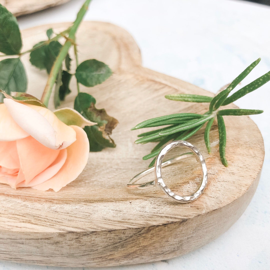 Sterling Silver Hammered Karma Circle Ring | Geometric Ring | Karma ...