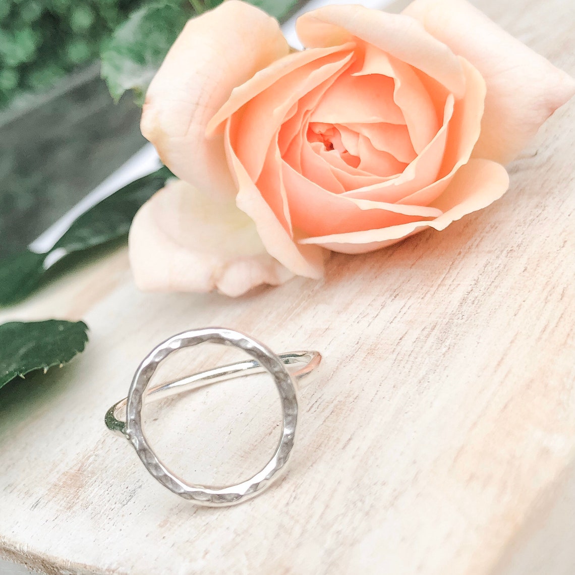 Sterling Silver Hammered Karma Circle Ring | Geometric Ring | Karma ...