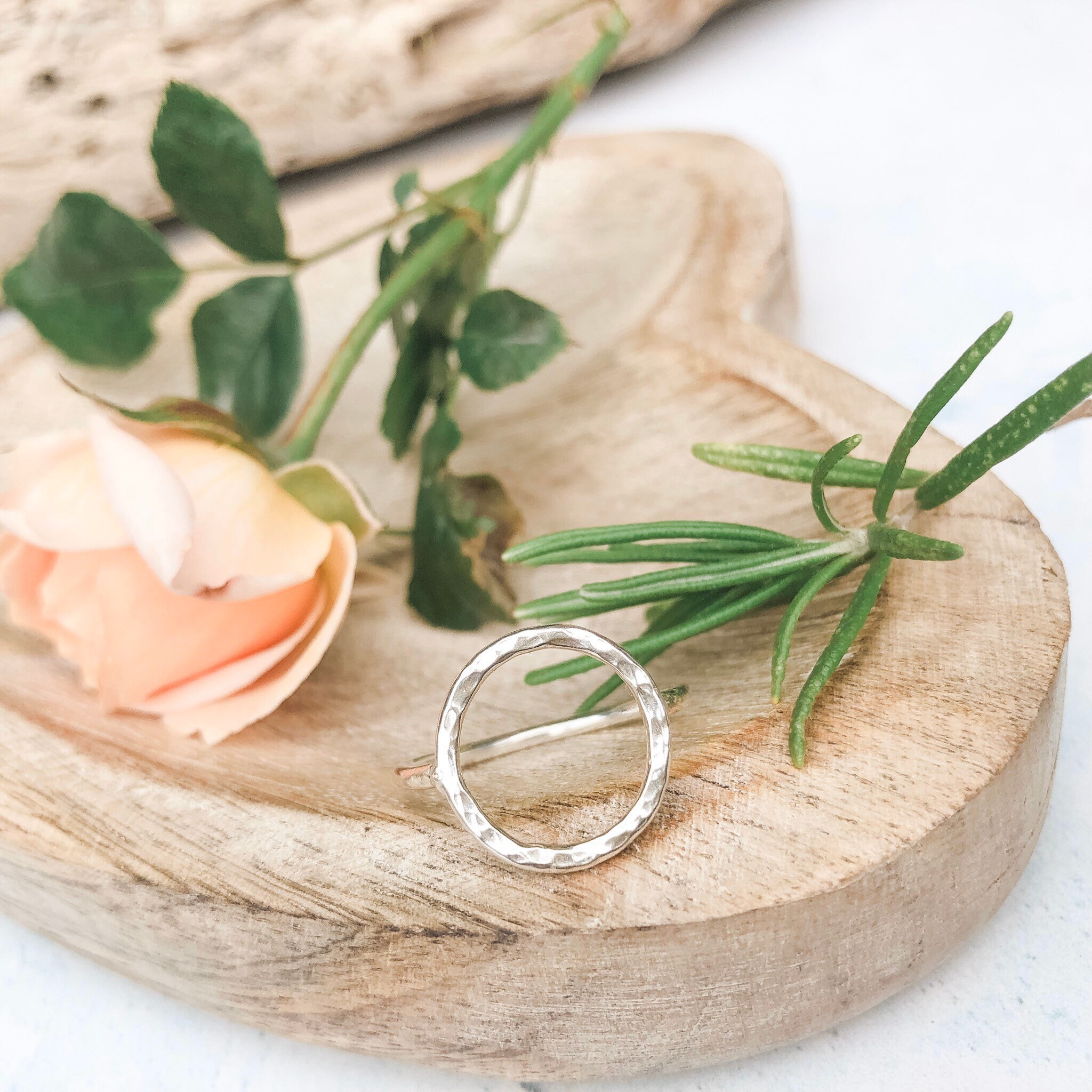 Sterling Silver Hammered Karma Circle Ring | Geometric Ring | Karma ...